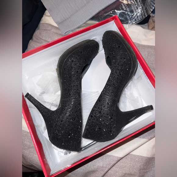 Shoes | Black Sparkly Prom Shoes Wore For A Few Hourssize 75 | Poshmark